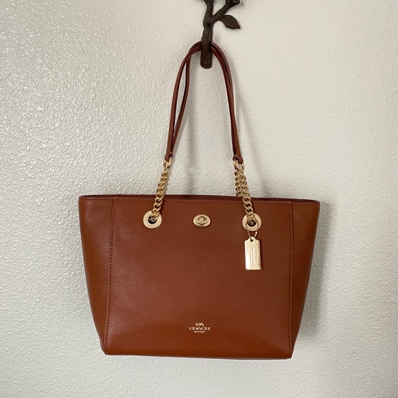 Coach | Bags | Coach Turnlock Chain Saddle Tote Nwt | Poshmark
